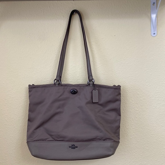 Coach | Bags | Coach Taupe Leather Nylon Bag | Poshmark